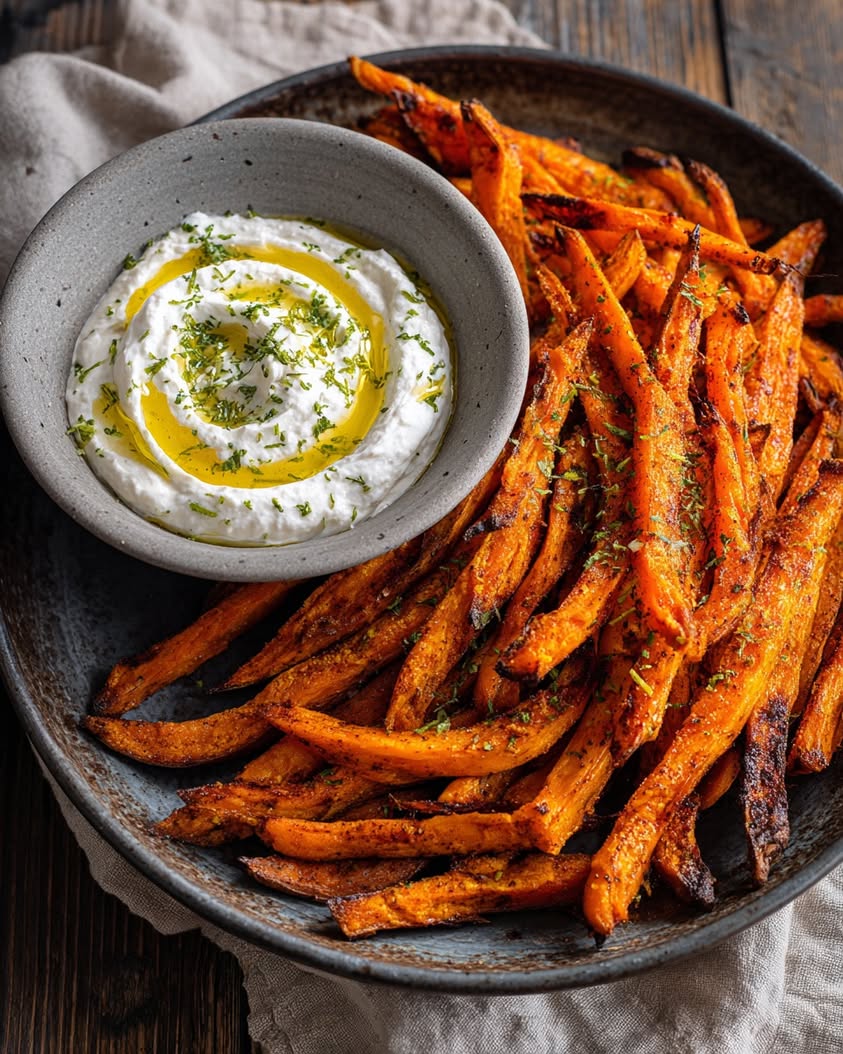 Deliciously Irresistible: Sweet Potato Fries with Zesty Goat Cheese ...