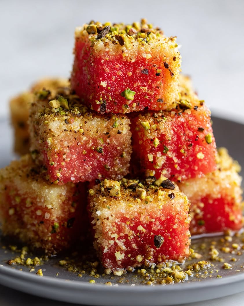 Crispy Pistachio-Crusted Fried Watermelon Cubes – Sweet & Salty Bites ...