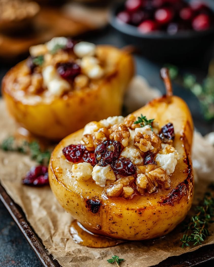 Honey-Baked Pears with Feta, Cranberries & Walnuts Recipe - Billy Recipes