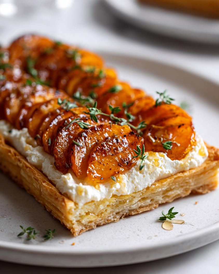 Sweet Potato Puff Pastry Tart with Whipped Goat Cheese - Billy Recipes