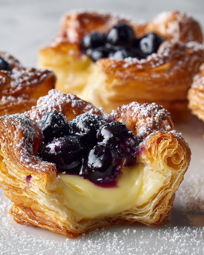 Easy Custard and Blueberry Puff Pastry Cups Recipe - Billy Recipes
