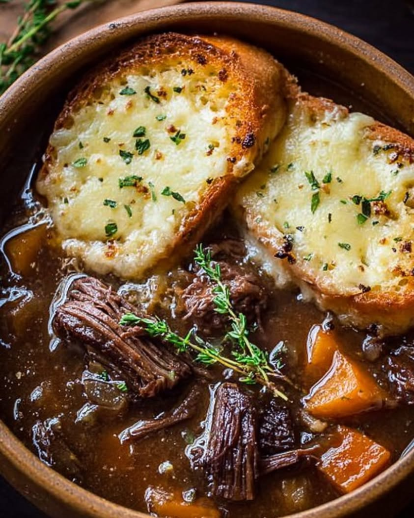 Hearty French Onion Short Rib Soup with Cheesy Gruyère Toast - Billy ...