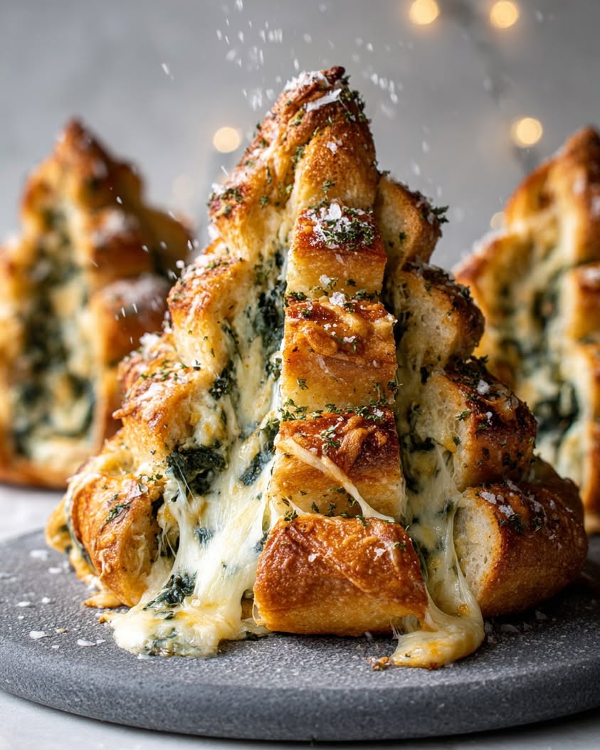 Festive Christmas Tree Bread with a Cheesy Surprise Inside - Billy Recipes