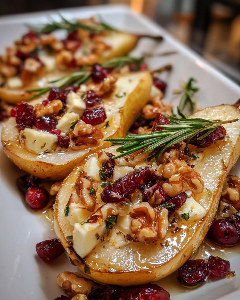 Elegant Baked Pears with Brie, Walnuts, and Cranberries Recipe - Billy ...