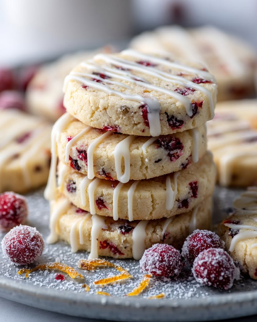 Cranberry Orange Shortbread with White Chocolate Snowfall Recipe ...
