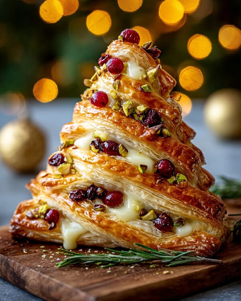 Festive Brie and Cranberry Puff Pastry Christmas Tree Recipe - Billy ...