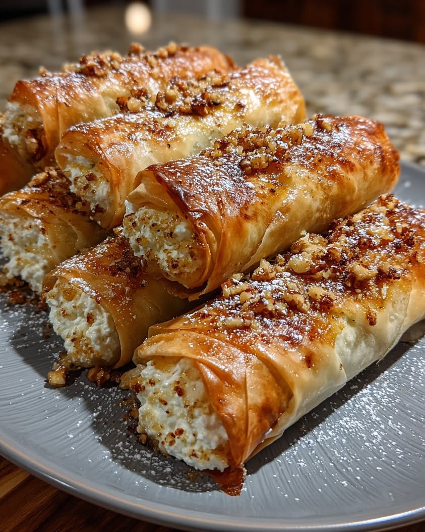 Crispy Filo Cigars with Whipped Ricotta and Spiced Pears - Billy Recipes