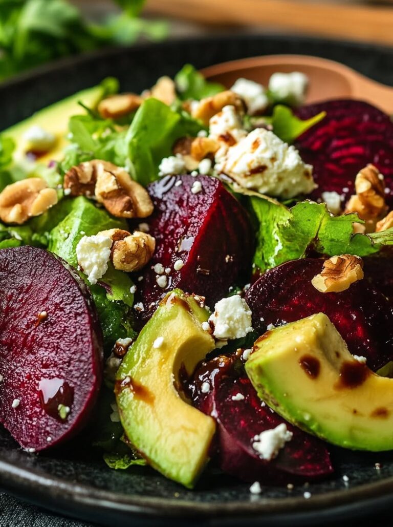 Velvet Avocado and Ruby Beet Salad with Feta and Walnuts Recipe - Billy ...